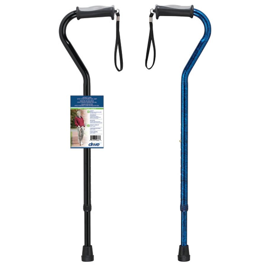 Gel Grip Aluminum Offset Cane – Adjustable